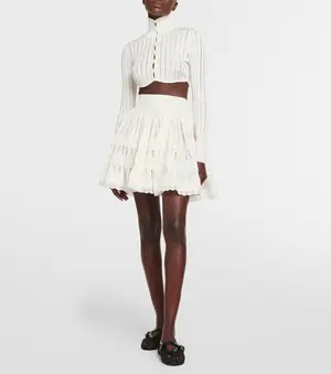 Alaïa Ribbed-knit Cropped Cardigan - White