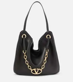 Valentino Garavani Vlogo Moon Medium Leather Tote Bag - Black
