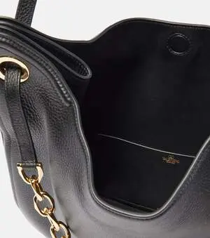 Valentino Garavani Vlogo Moon Medium Leather Tote Bag - Black