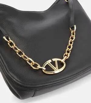 Valentino Garavani Vlogo Moon Medium Leather Tote Bag - Black
