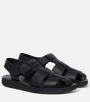 THE ROW Fisherman Leather Sandals - Black