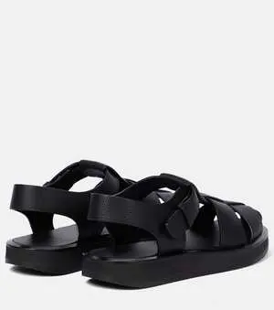 THE ROW Fisherman Leather Sandals - Black