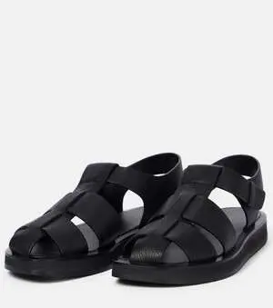 THE ROW Fisherman Leather Sandals - Black