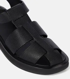 THE ROW Fisherman Leather Sandals - Black