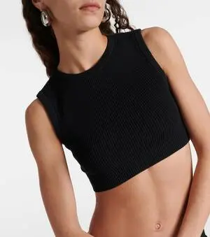 AYA MUSE Ribbed-knit Crop Top