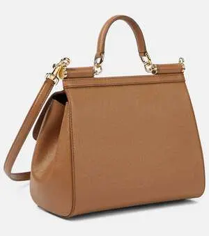 Dolce & Gabbana Sicily Large Leather Shoulder Bag - Brown