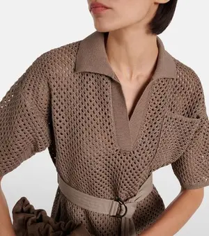 Brunello Cucinelli Cotton Mesh Polo Shirt Dress