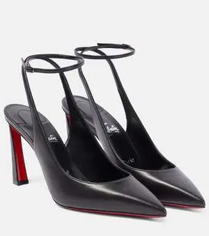 CHRISTIAN LOUBOUTIN Condora 85 Leather Slingback Pumps - Black