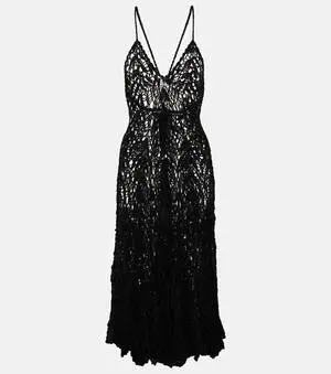 Anna Kosturova Open-knit Cotton Midi Dress - Black