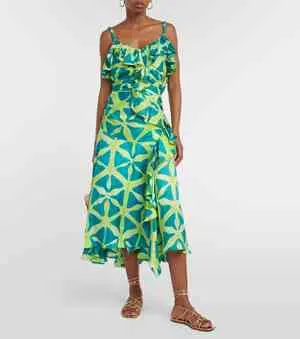 Ulla Johnson Zoya Printed Silk Midi Dress - Multicoloured