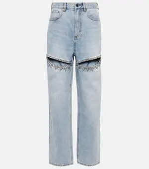 AREA Crystal-embellished Straight Jeans
