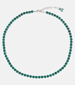 Amina Muaddi Tennis Crystal Necklace - Green