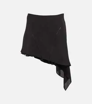 MUGLER Asymmetrical High-rise Mini Skirt - Black