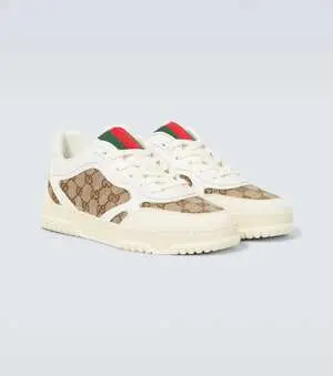 Gucci Re-web Gg Canvas Lace-up Sneakers - White
