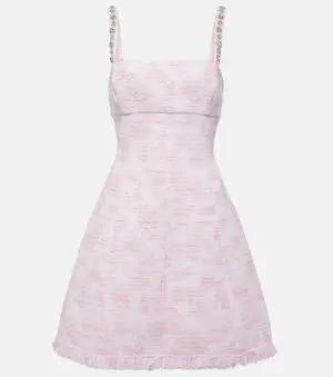 Oscar De La Renta Crystal-embellished Tweed Minidress - White
