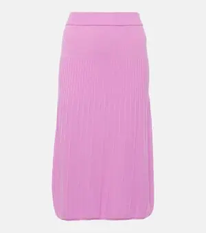 JOSEPH Ribbed Wool Midi Skirt - Pink