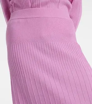 JOSEPH Ribbed Wool Midi Skirt - Pink