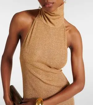 Oseree Lumiere Metallic Maxi Dress