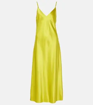 JOSEPH Clea Silk Satin Slip Dress - Green