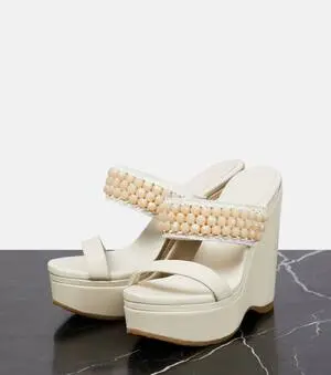 JIMMY CHOO Amoure Wedge 130 Leather Sandals