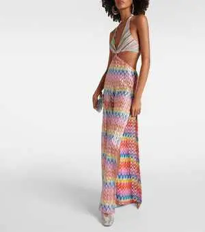 Missoni Zigzag Cotton-blend Lame Halterneck Jumpsuit