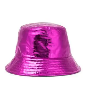 Isabel Marant Haley Metallic Leather Bucket Hat - Pink