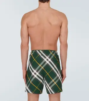 Burberry Check Swim Trunks - Green