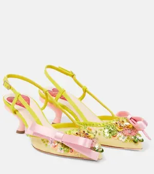 ROGER VIVIER Virgule Embellished Slingback Pumps - Yellow