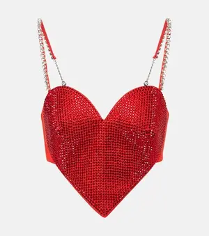 AREA Embellished Wool Crop Top