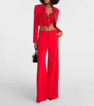AREA Embellished Wool Crop Top
