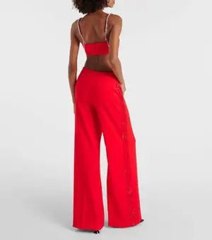 AREA Embellished Wool Crop Top