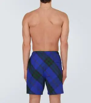 Burberry Check Swim Trunks - Blue