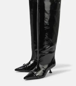 GANNI Eyelet Faux Leather Knee-high Boots