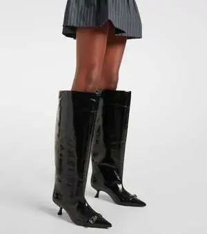 GANNI Eyelet Faux Leather Knee-high Boots