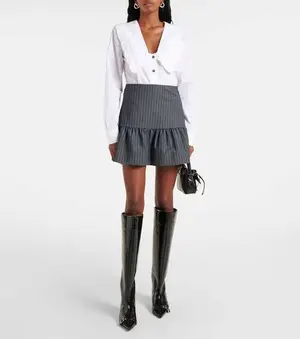 GANNI Eyelet Faux Leather Knee-high Boots