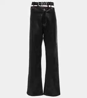 Y/project Wide-leg Belted Polyurethane Trousers