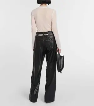 Y/project Wide-leg Belted Polyurethane Trousers