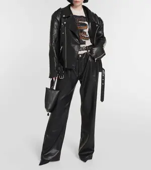 Y/project Wide-leg Belted Polyurethane Trousers