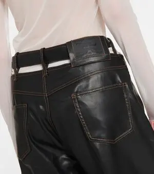 Y/project Wide-leg Belted Polyurethane Trousers