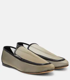 Khaite Alessia Leather-trimmed Mesh Loafers - Neutrals