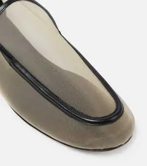 Khaite Alessia Leather-trimmed Mesh Loafers - Neutrals