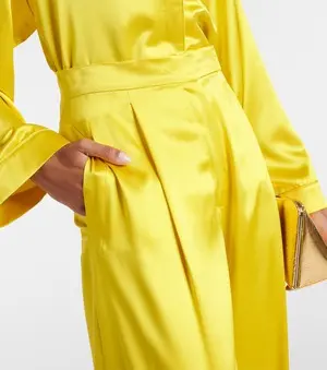 Max Mara Fiesta Wide-leg Silk Pants - Yellow