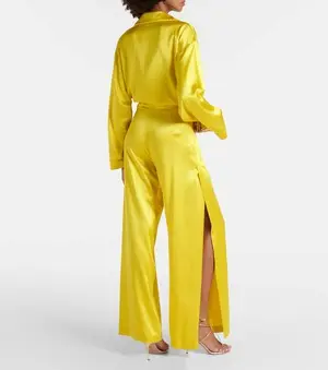 Max Mara Fiesta Wide-leg Silk Pants - Yellow