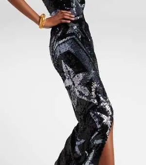 Balmain Sequined Side-slit Maxi Dress