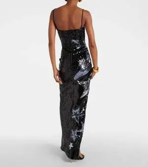 Balmain Sequined Side-slit Maxi Dress
