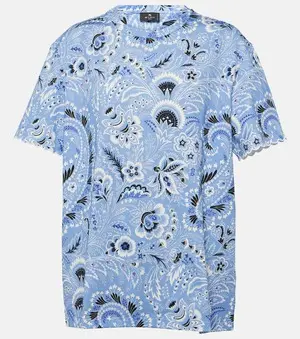 Etro Printed Cotton Jersey T-shirt - Blue