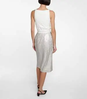 JACQUES WEI Sequined Snake-effect Midi Skirt
