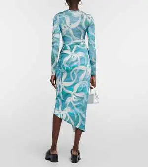LOUISA BALLOU Printed Midi Skirt