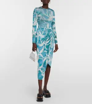 LOUISA BALLOU Printed Midi Skirt