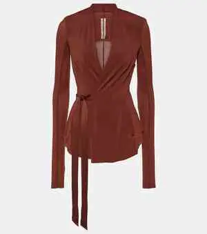 Rick Owens Hollywood Cupro-blend Wrap Jacket - Brown